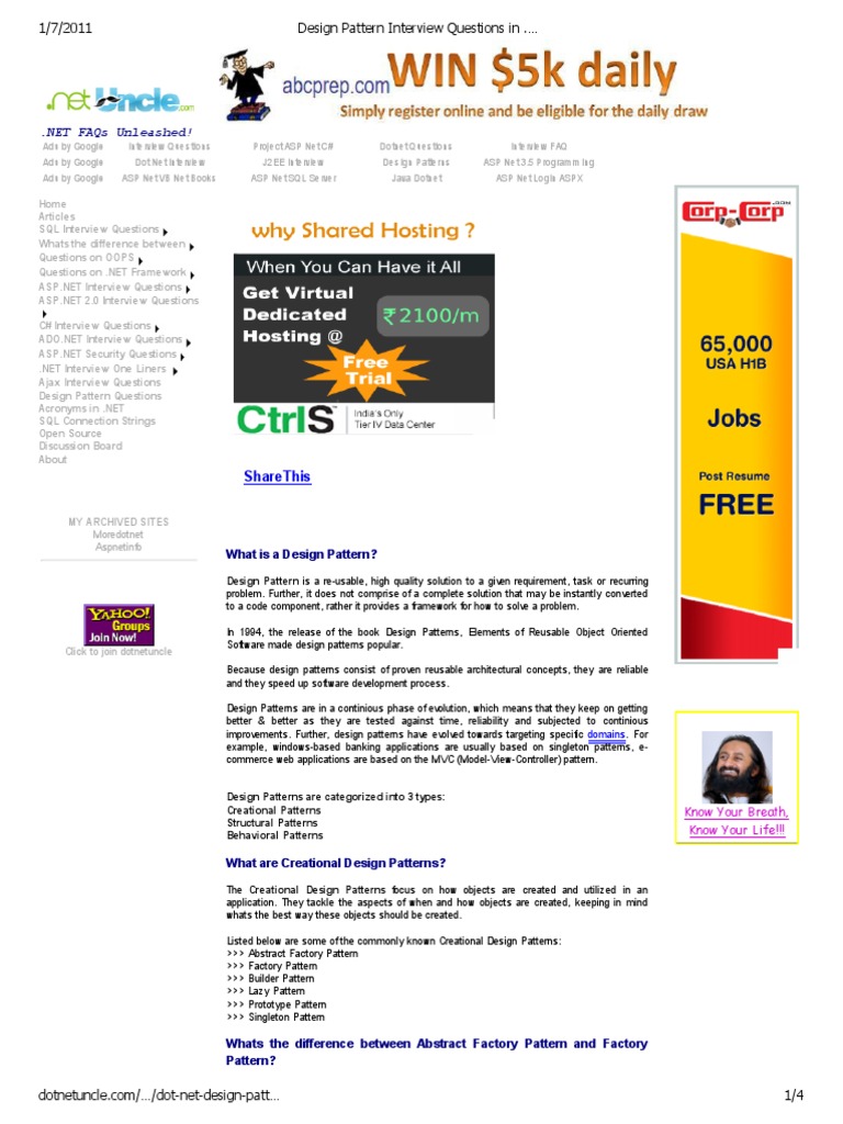 Design Pattern Interview Questions in .NET Dotnetuncle | PDF | Class ...