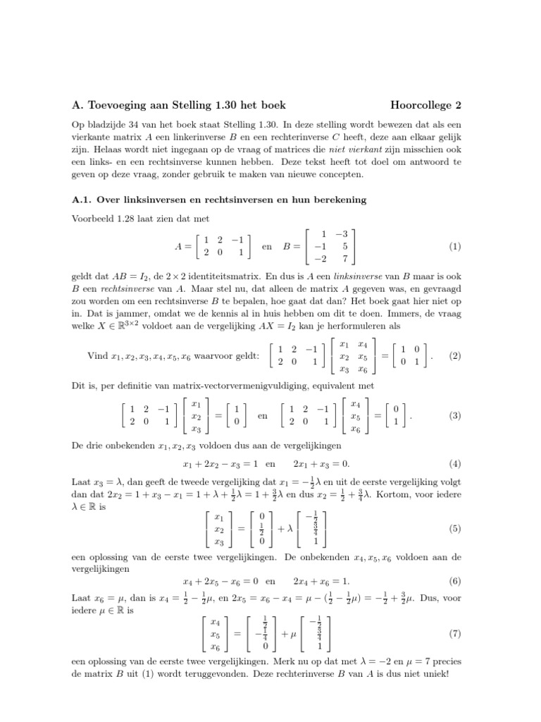 Wiskunde Bewijs Inverse Matrix | PDF