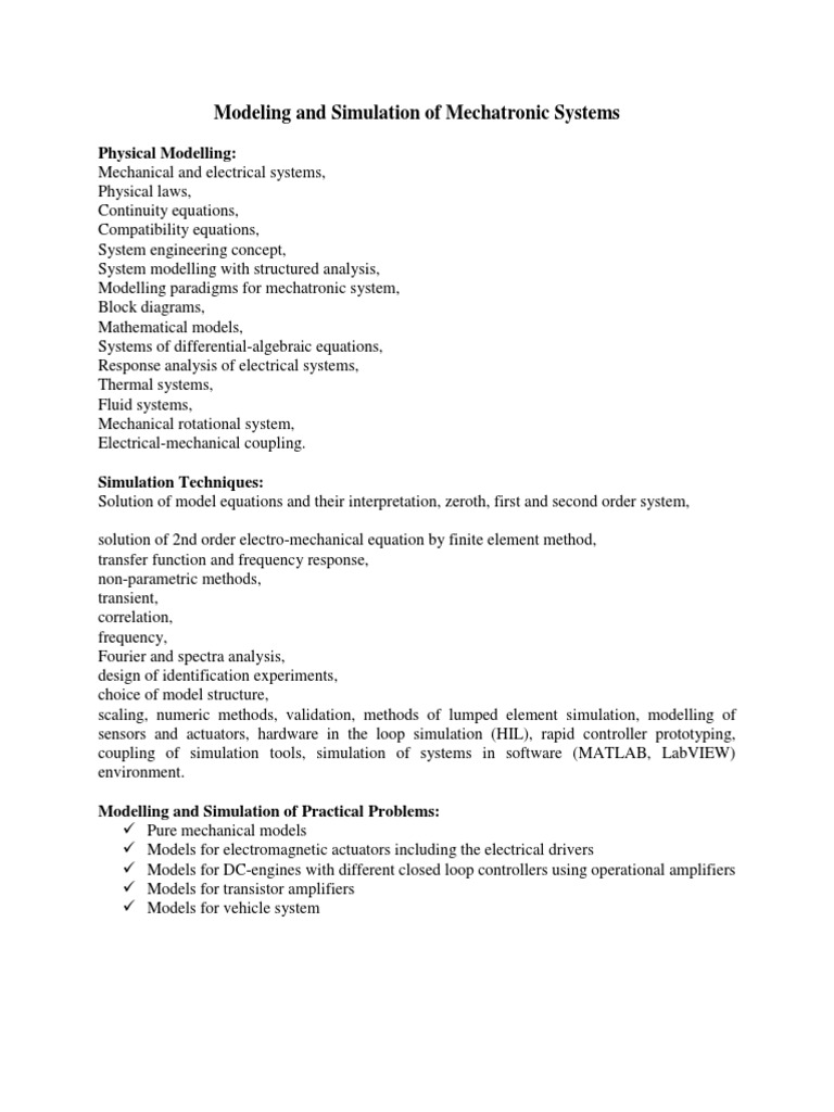 Modeling and Simulation of Mechatronic Systems: Physical Modelling | PDF | Science & Mathematics