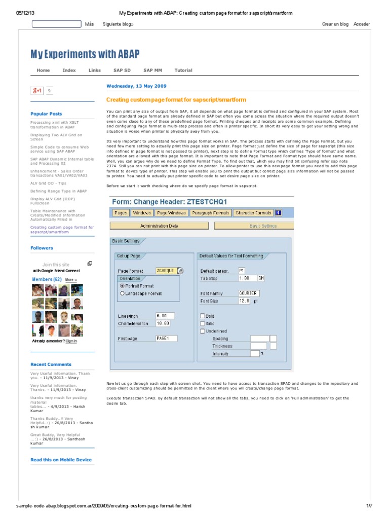 Creating Custom Page Format For Sapscript Smartform Pdf Pdf Xslt Printer Computing