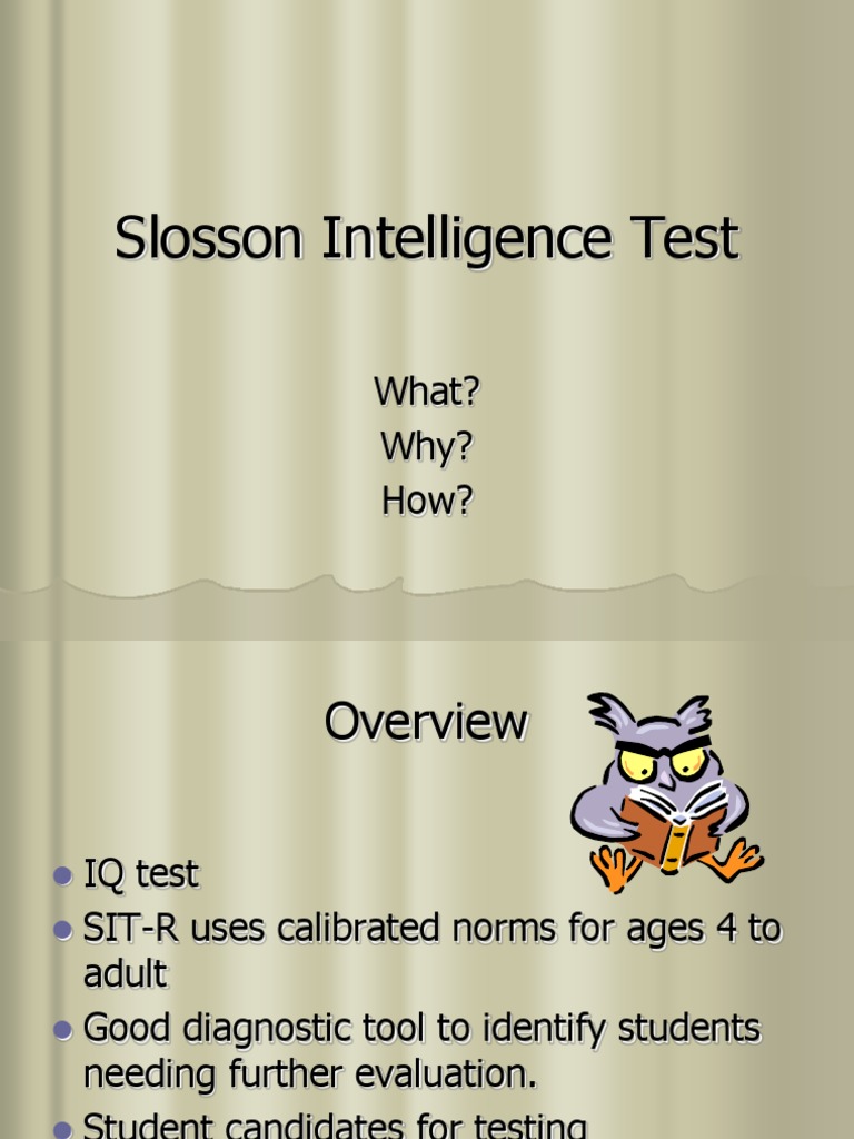 Overview of Slosson Intelligence Test | PDF | Intelligence Quotient ...