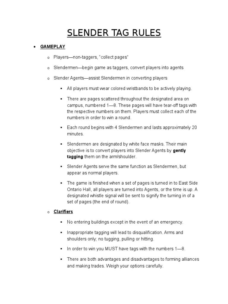 Slender Tag Rules 2014 | PDF