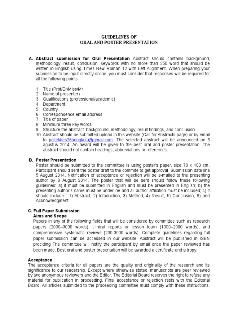 Guidelines of Oral and Poster Presentation | PDF | Abstract (Summary ...