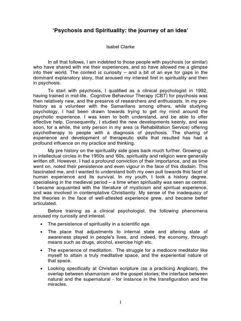 Isabel Clarke Psychosis and Spirituality | PDF | Psychosis | Clinical ...