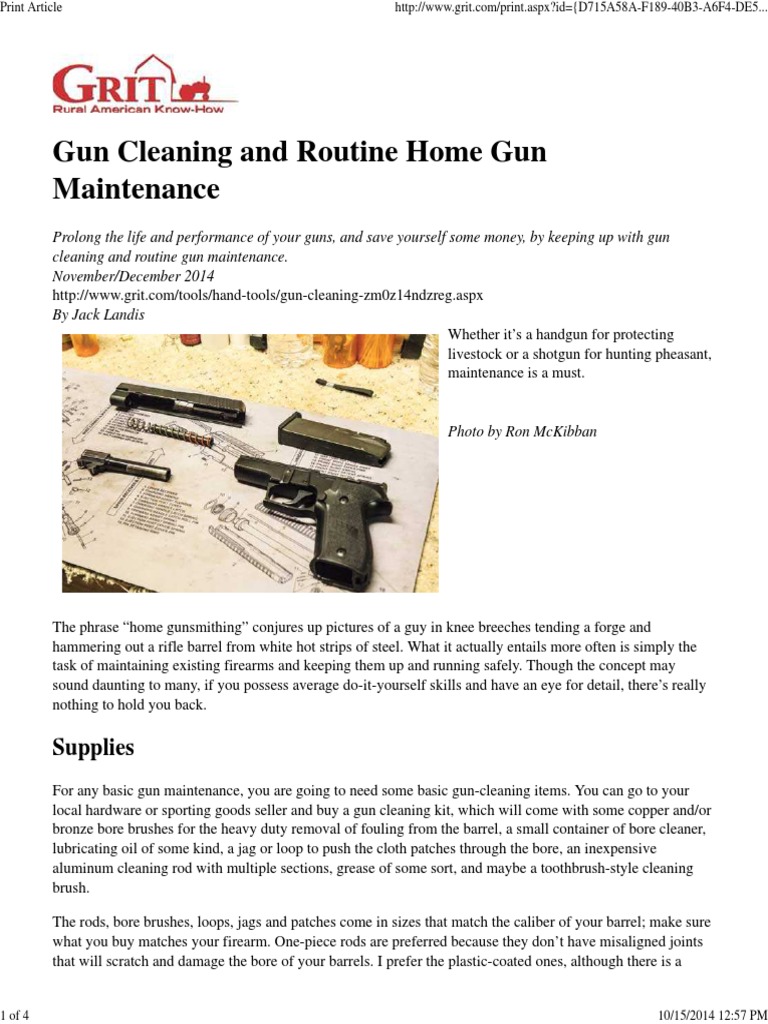 Gun Cleaning and Routing Home Gun Maintenance - Grit | PDF | Rifle ...