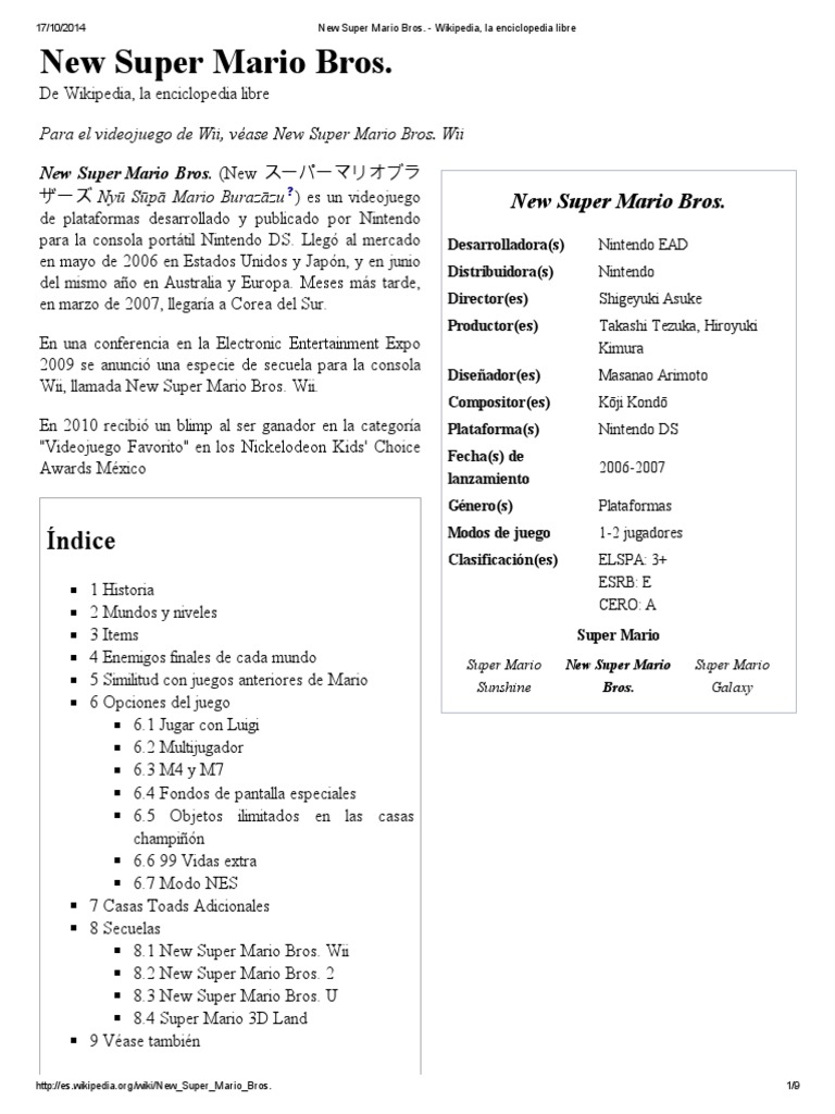 New Super Mario Bros PDF | PDF | Mario | Hardware de Nintendo