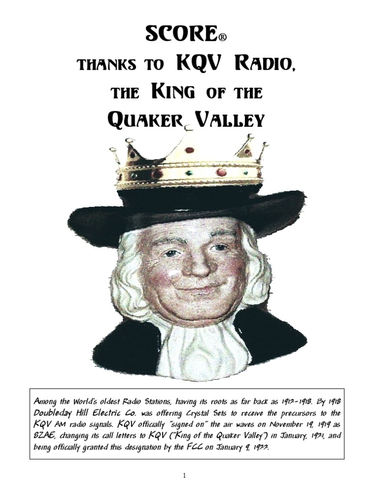 SCORE On Radio - Thanks To KQV Radio, The King of The Quaker Valley by ...