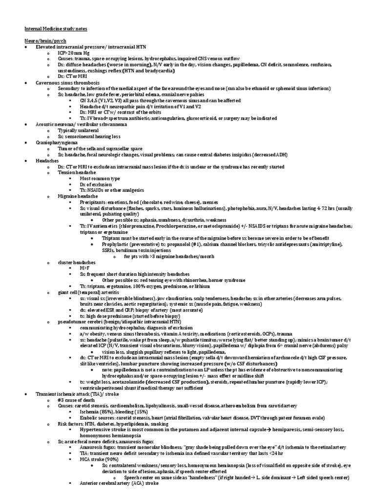 IM STEP 2 Notes | PDF | Stroke | Retina