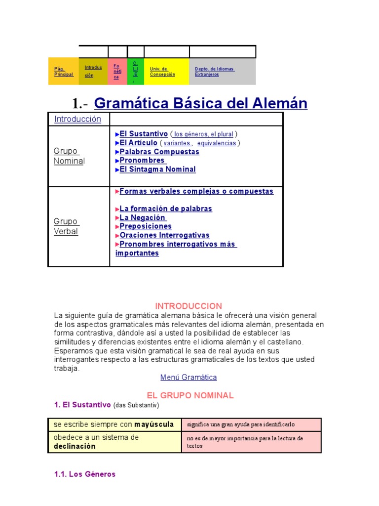 Guía Básica de Gramática Alemana | PDF | Género gramatical | Idioma aleman