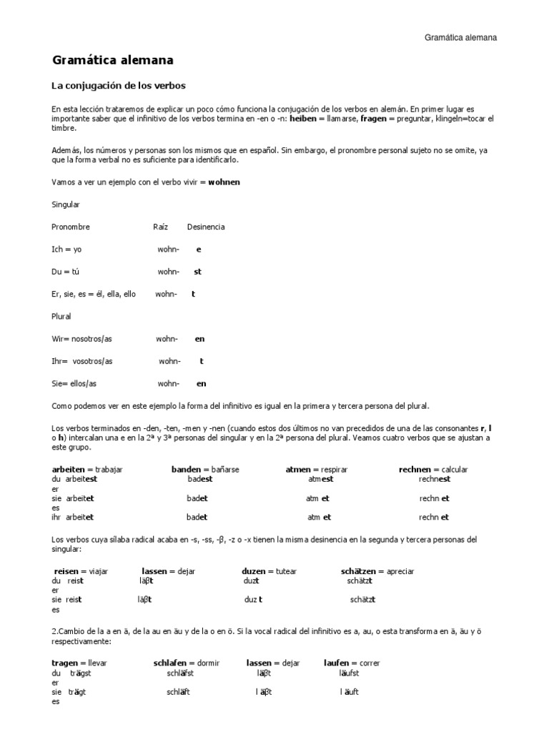 Gramática Alemana | PDF | Verbo | Gramática