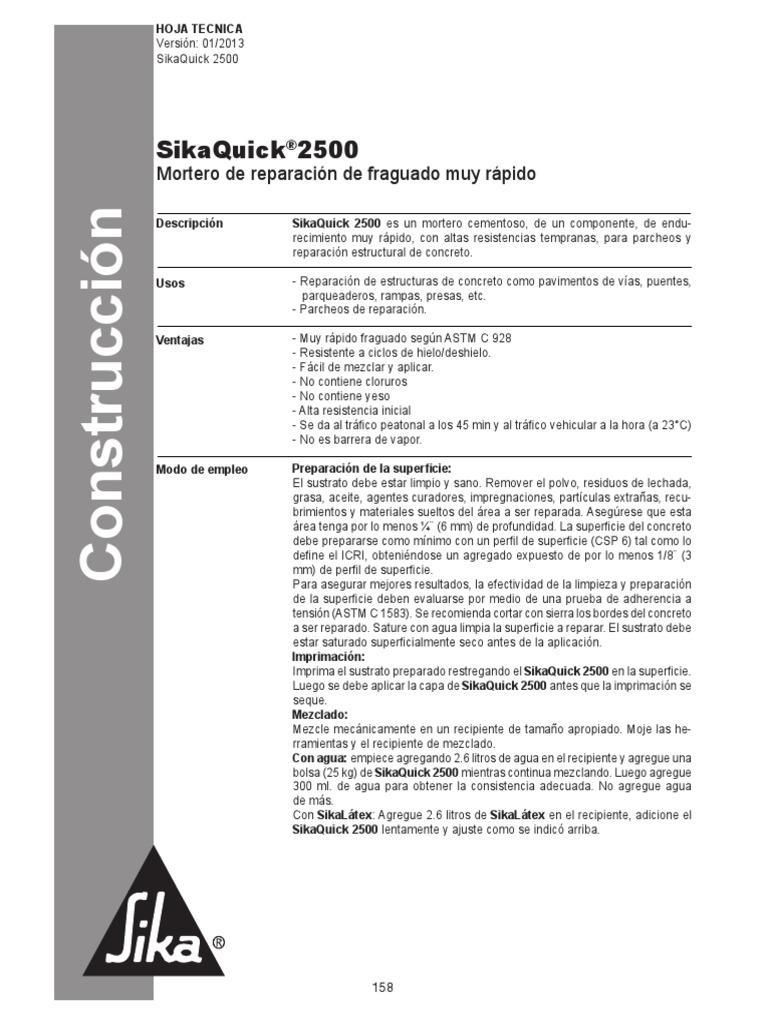 Ficha Tecnica Sika Quick PDF | PDF