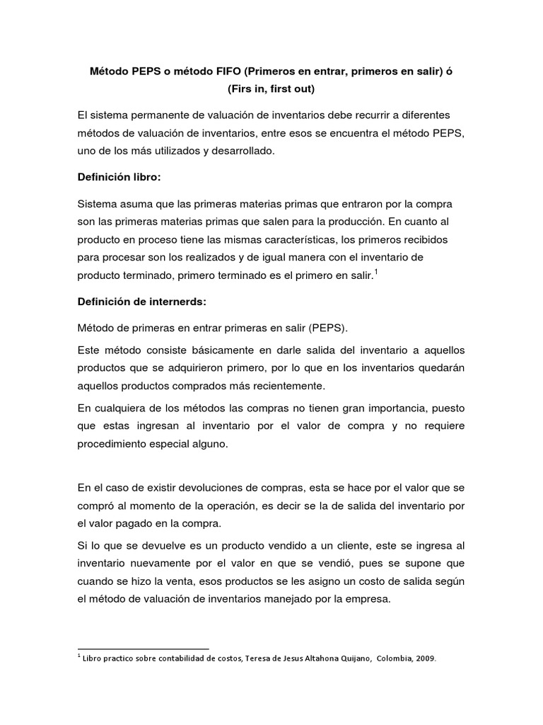 Método PEPS o Método FIFO | PDF