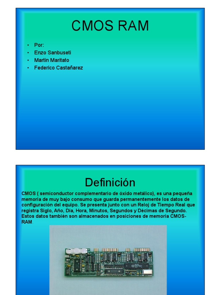 CMOS RAM Presentacion PDF | PDF | Memoria del ordenador | Bios