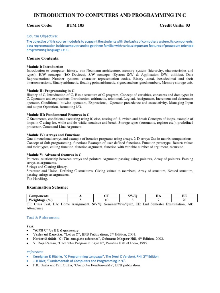 Introduction To Computers and Programming in C | PDF | C (Programming Language) | Subroutine