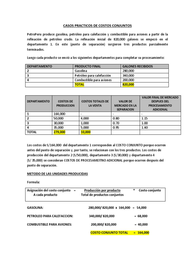 Casos Prácticos de Costos Conjuntos | PDF | Líquidos y fundidos de vidrio | Recursos no renovables