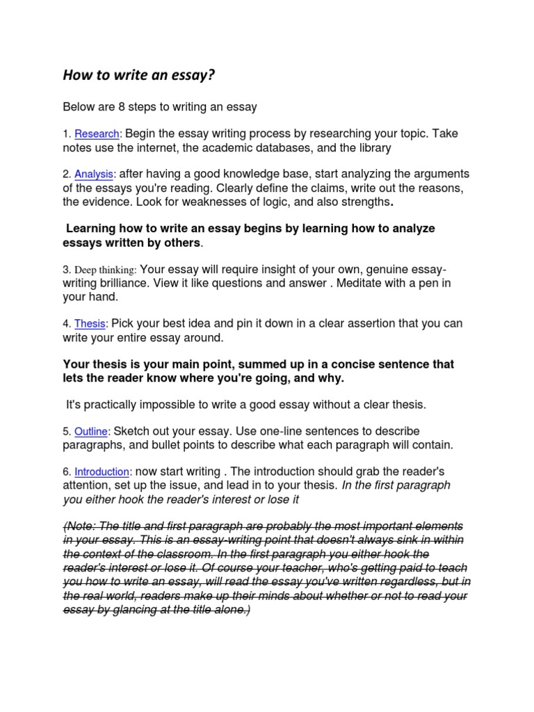 Steps to Write an Effective Essay | PDF