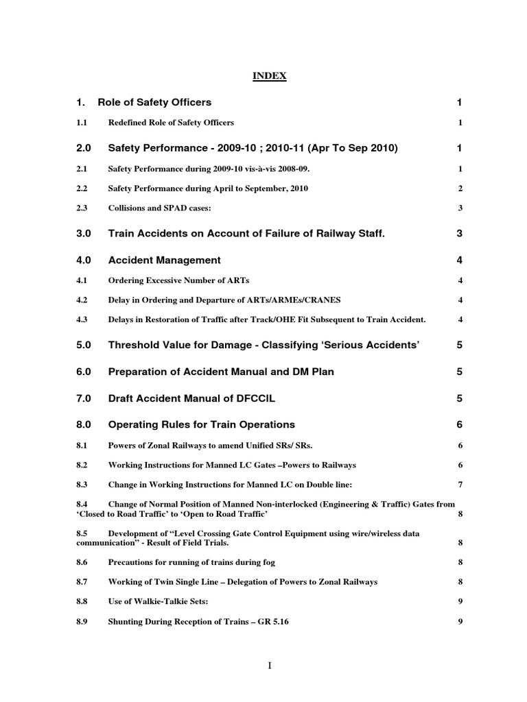 Brief On Safety Oct 10 | PDF | Rail Transport | Traffic