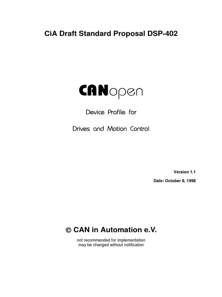CANopen DSP402 | PDF | Osi Model | Data