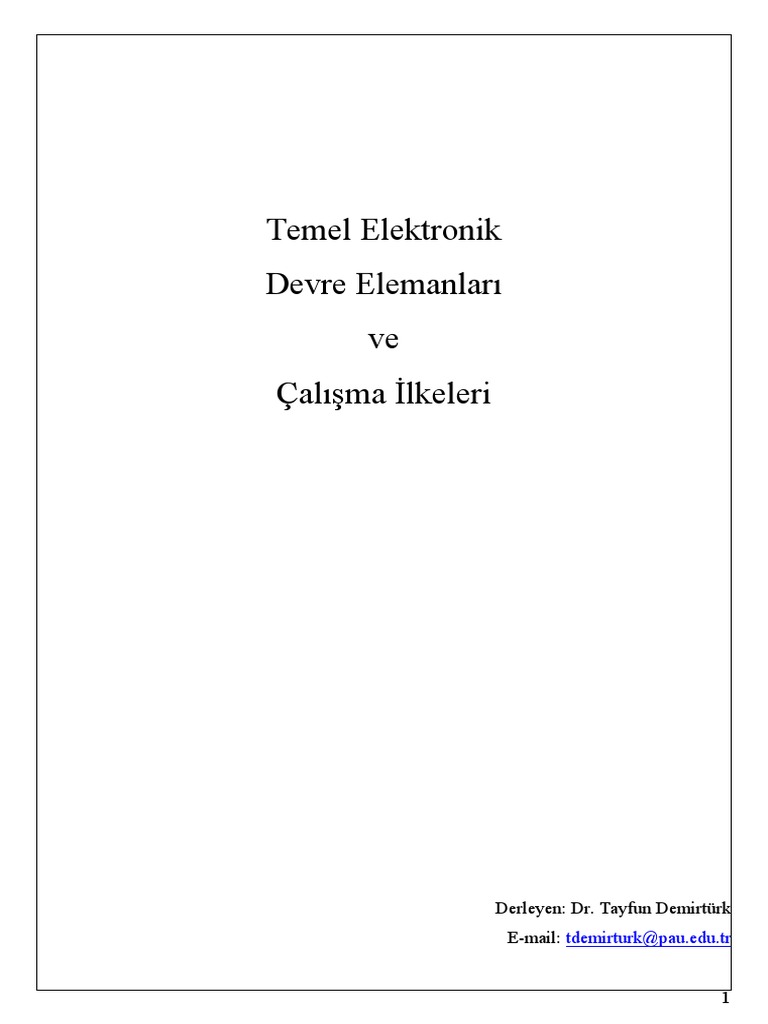 Temel Elektronik Devre Elemanları Ve Calışma İlkeleri PDF | PDF