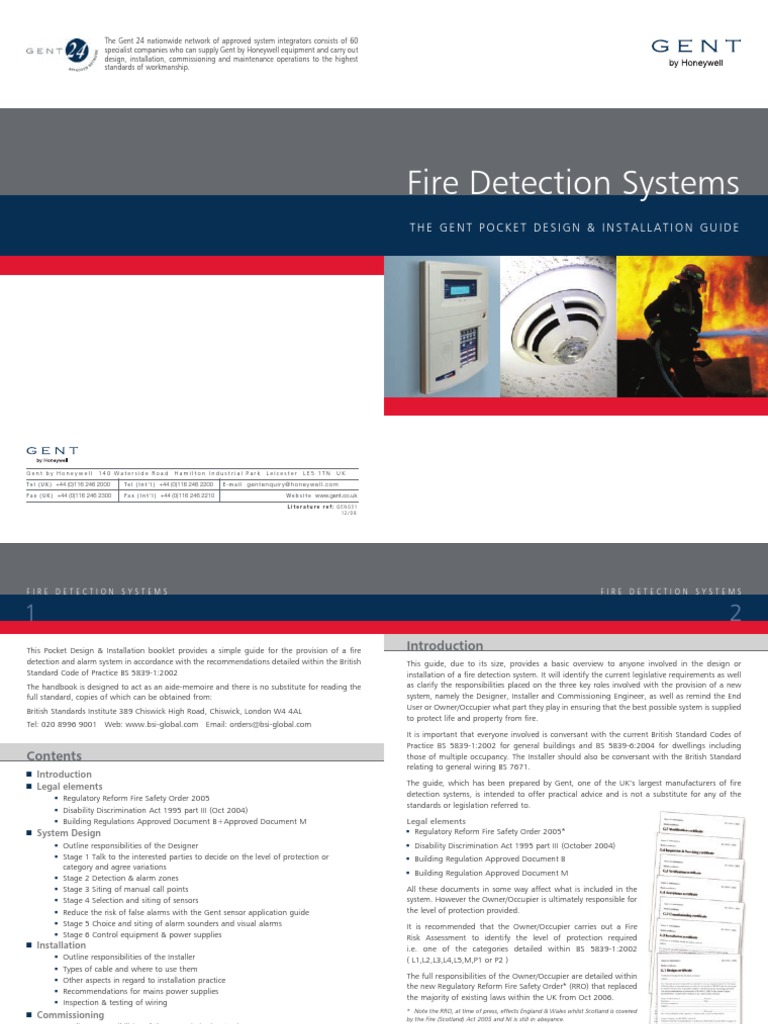 Gent by Honeywell - A6 Installers Guide | PDF | Cable | Electrical Wiring