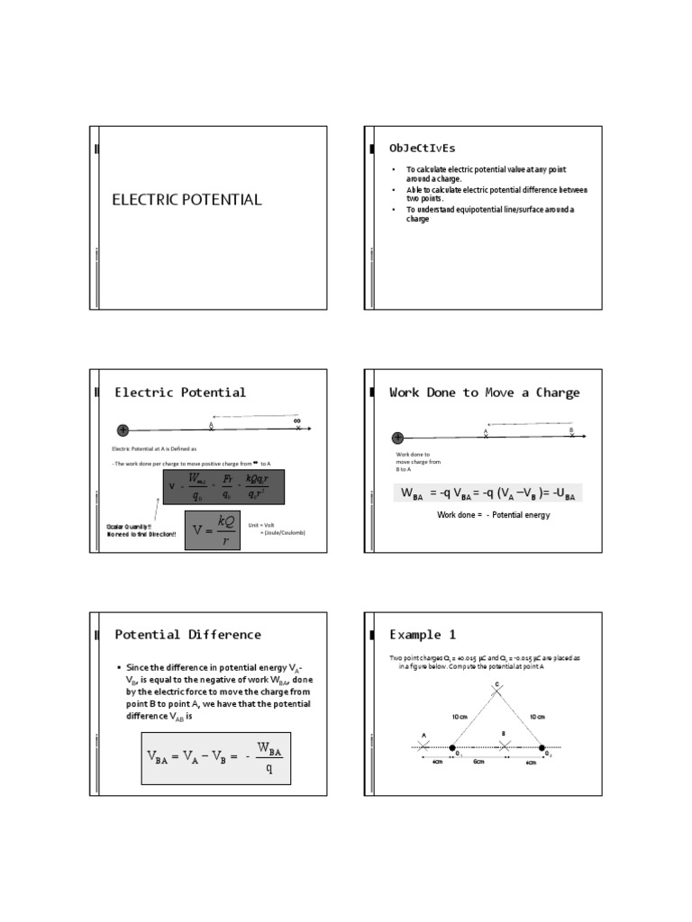 Understanding Electric Potential and Calculations | PDF | Science ...