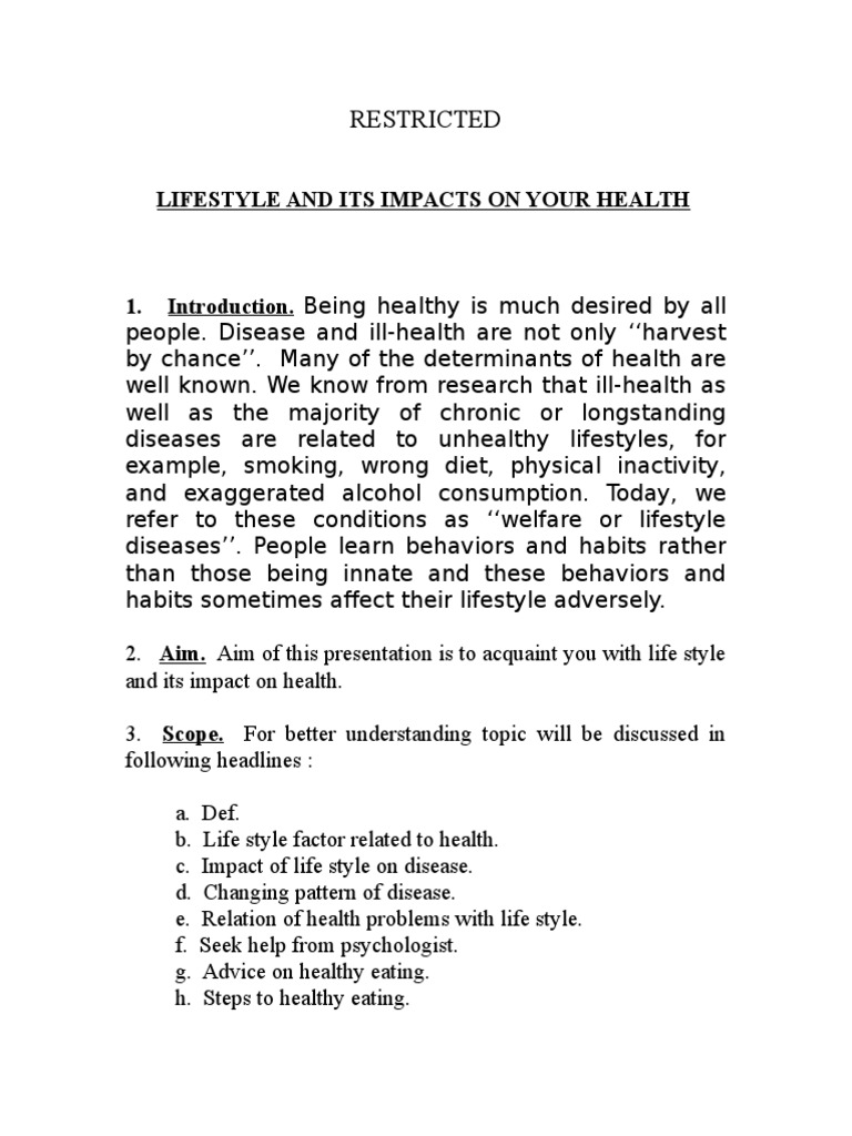 Lifestyle and Its Impact On Health | PDF | Public Health ...