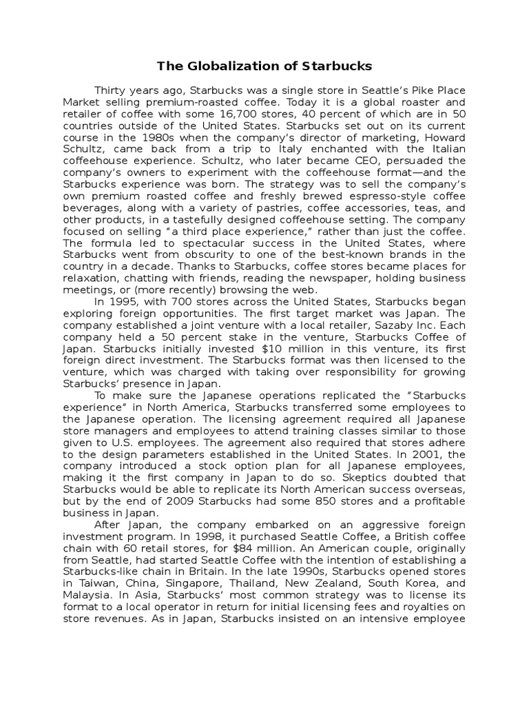 The Globalization of Starbucks | PDF | Starbucks | Coffee