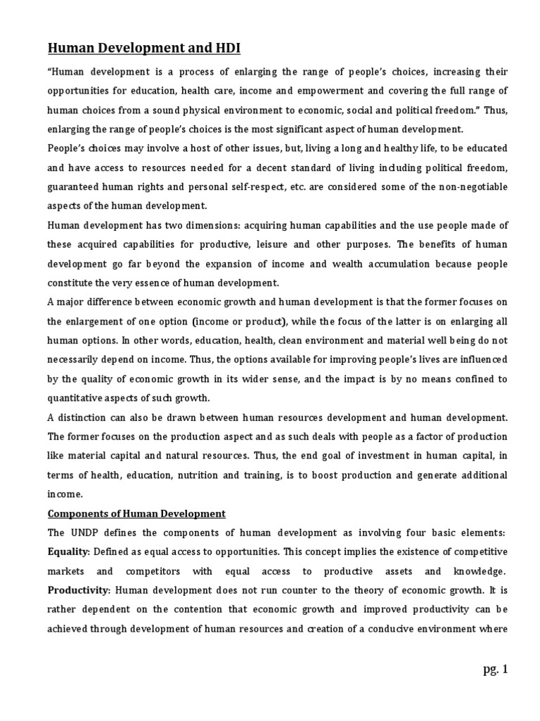 Human Development and HDI | PDF | Human Development (Humanity) | Human ...