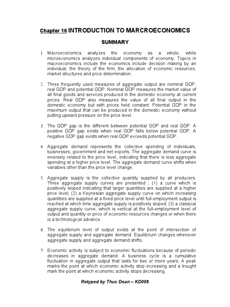 Overview of Macroeconomics Concepts | PDF | Macroeconomics | Supply And ...