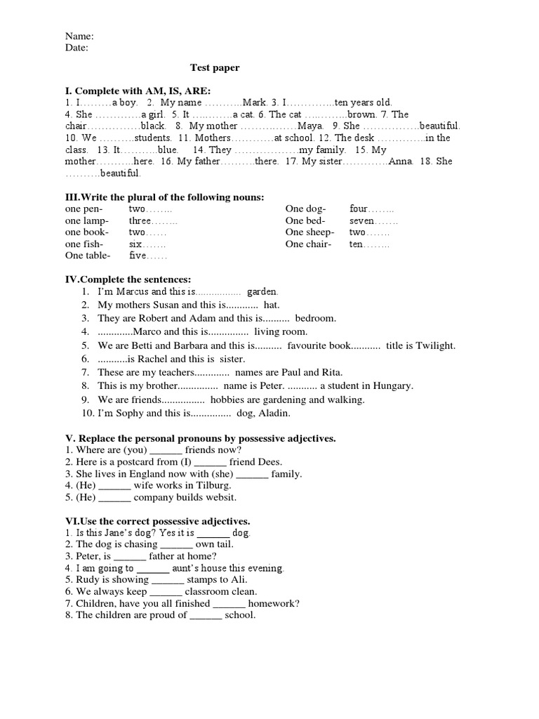 Test Engleza Clasa A 3-A | PDF | Rules | Morphology