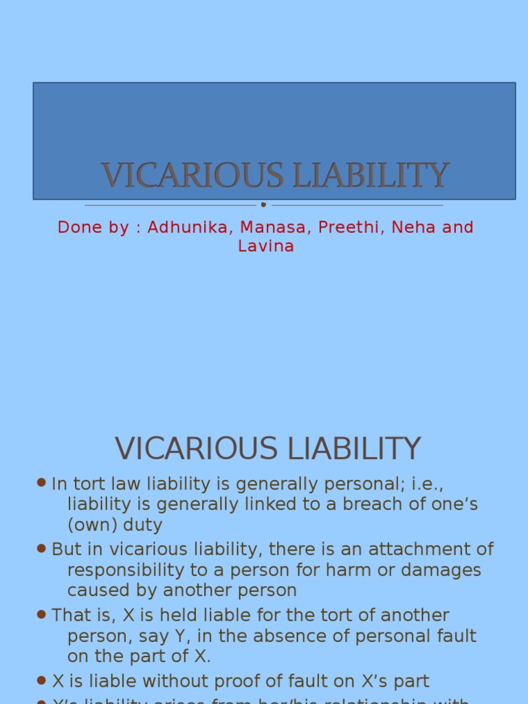 VIcarious Liability | Vicarious Liability | Negligence