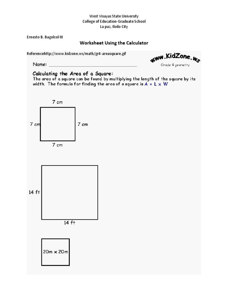 Worksheet Using The Calculator | PDF