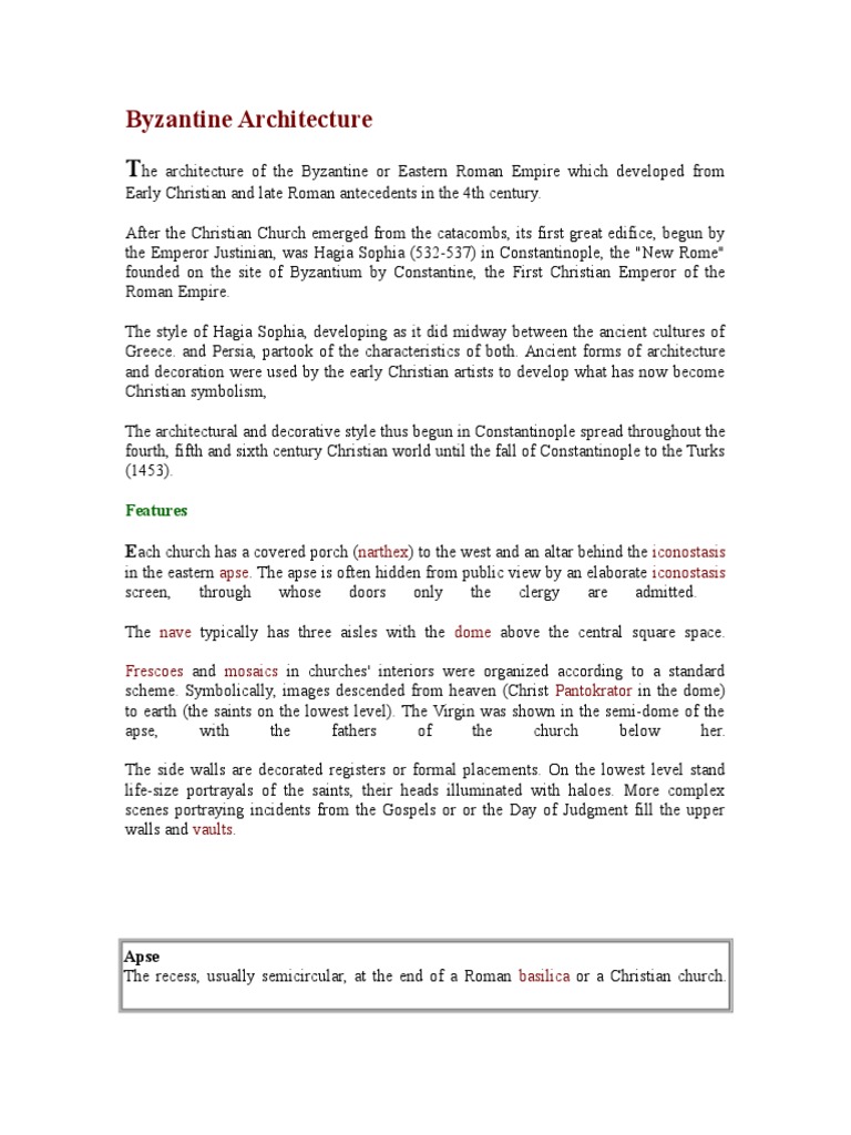 Byzantine Architecture | PDF | Mosaic | Vault (Architecture)