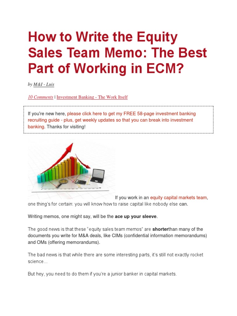 How To Write The Equity Sales Team Memo | PDF | Stocks | Securities ...
