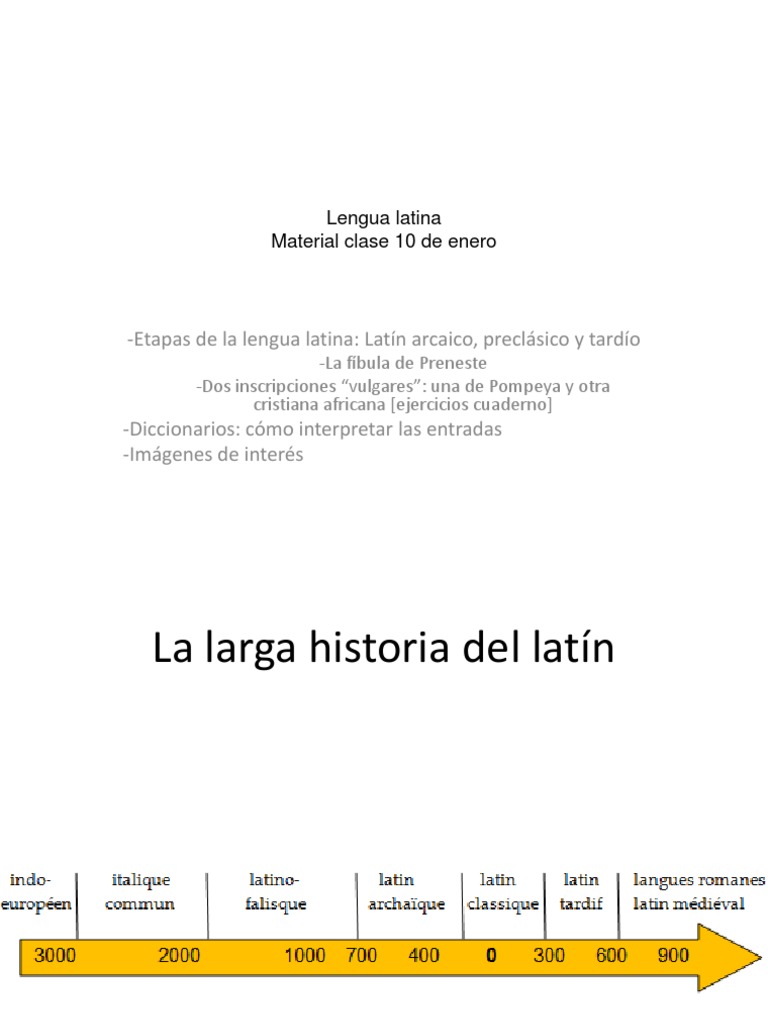 Etapas y hallazgos del latín | PDF | latín | Lingüística