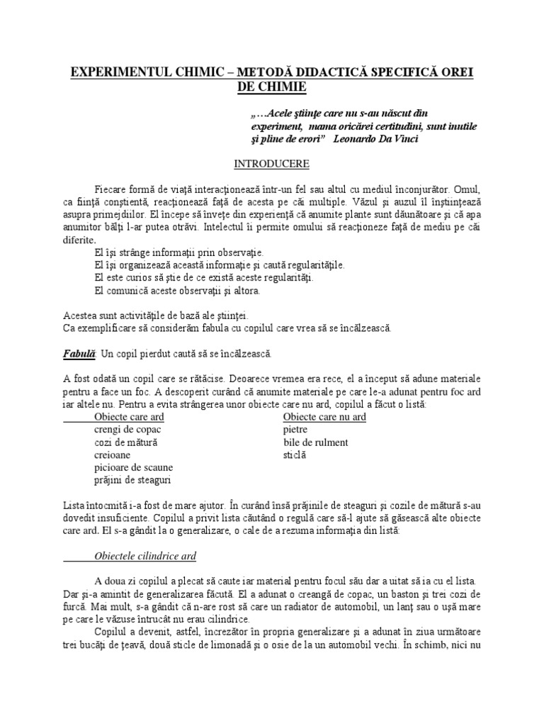 Experimentul Chimic PDF | PDF