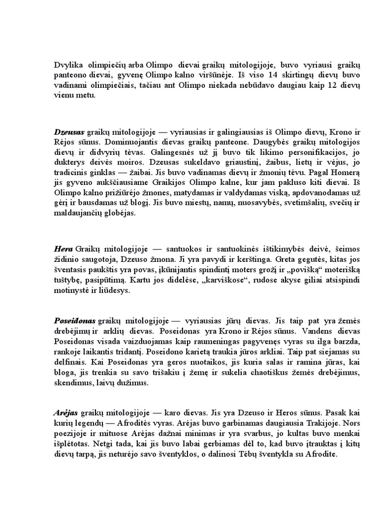 Graiku Dievai LT Projektas | PDF
