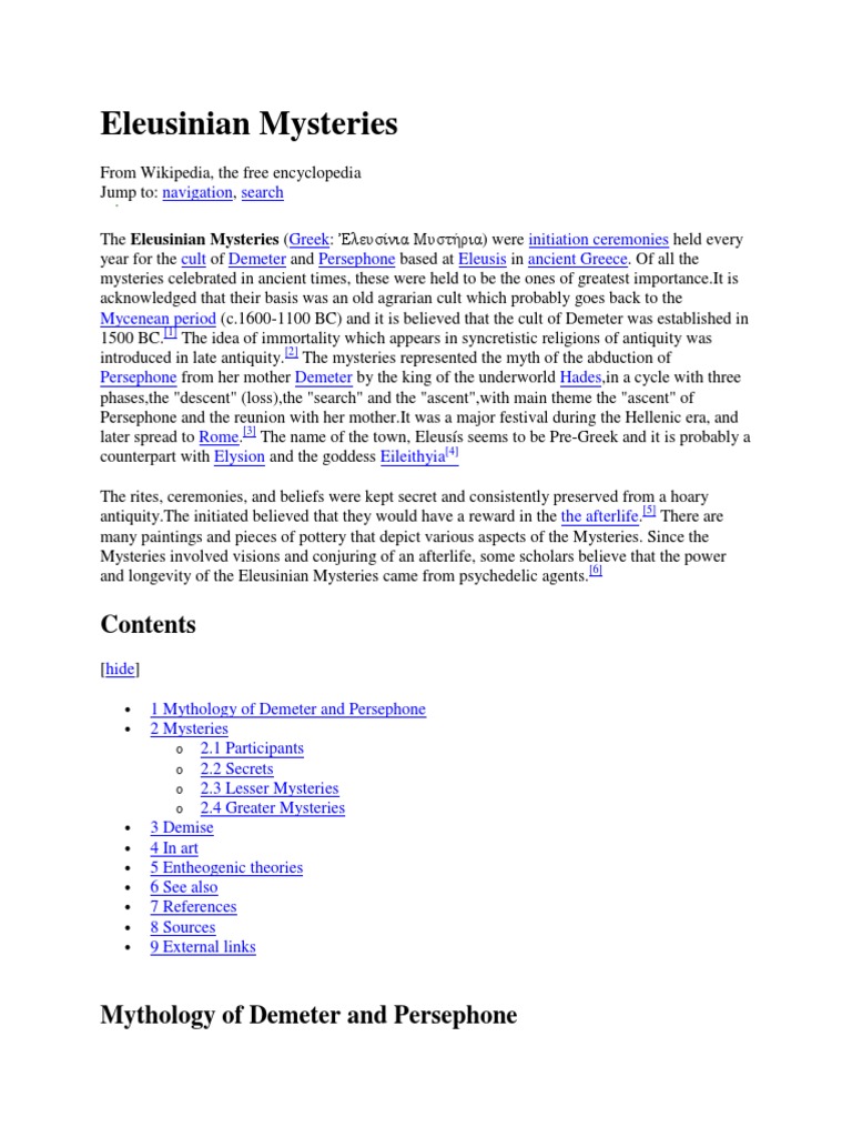 The Ancient Greek Rituals of Demeter and Persephone: An Exploration of ...