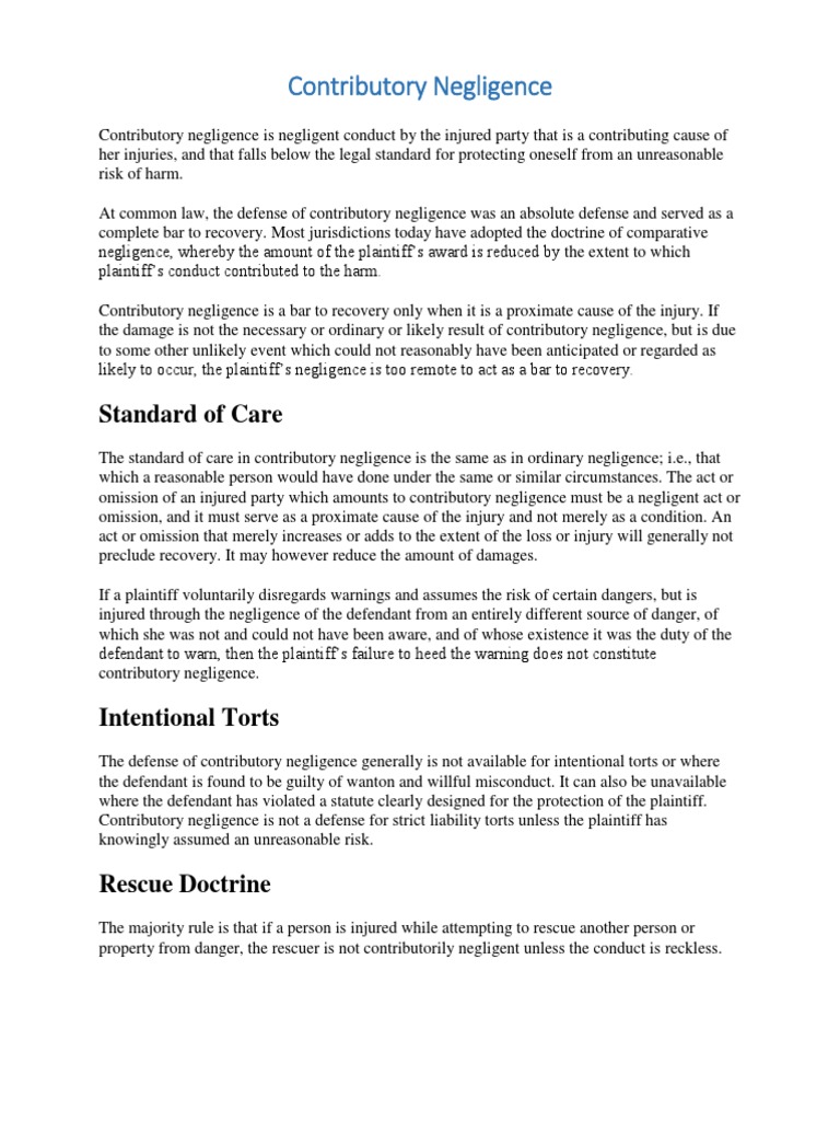 Contributory Negligence | PDF | Contributory Negligence | Negligence