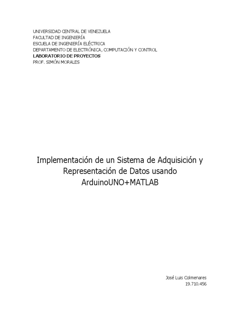 Sistema de Adquision de Datos Arduino+Matlab | PDF | Adquisición de datos | Matlab