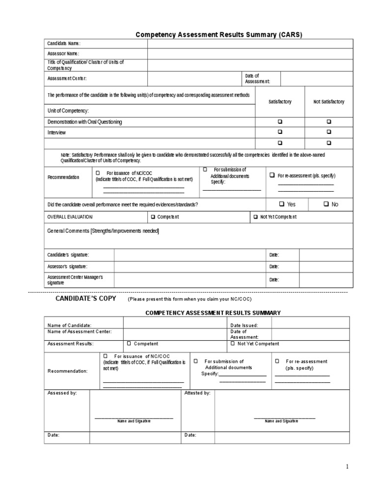 Competency Assessment Results Summary | PDF