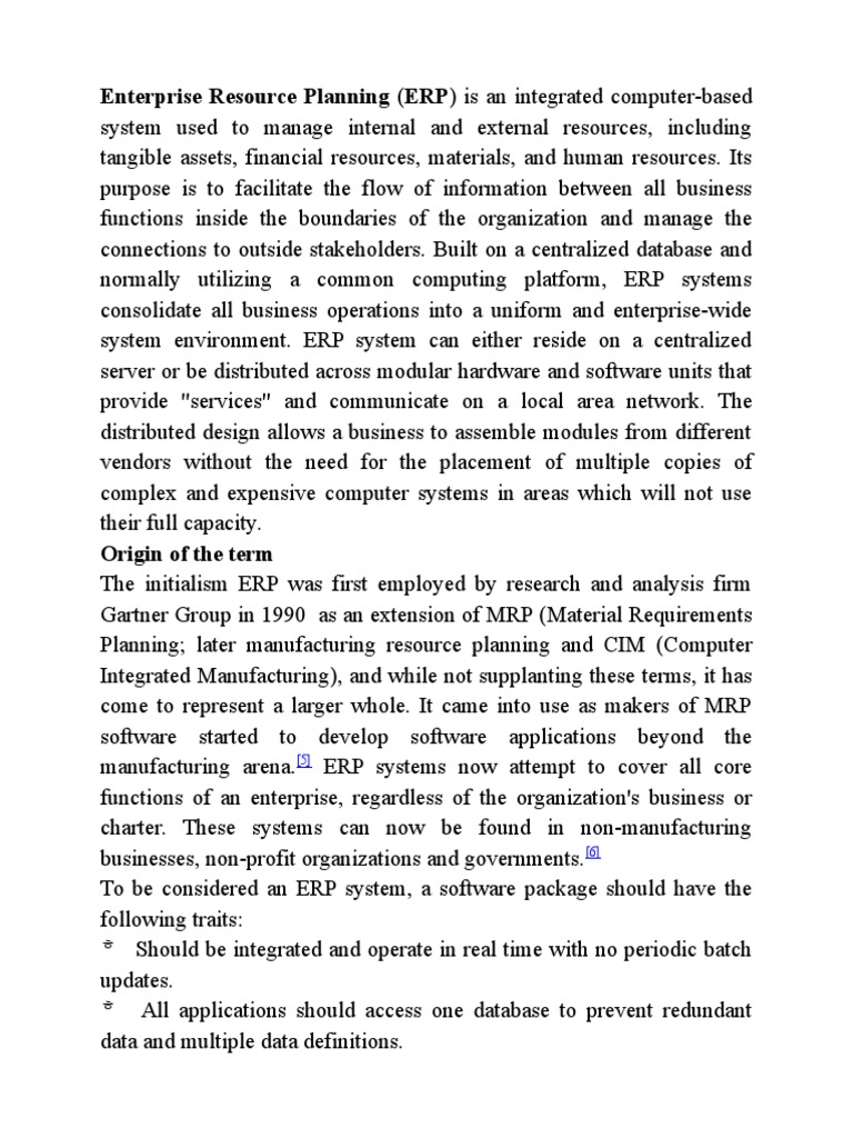 ERP systems in 40 characters | PDF | Enterprise Resource Planning ...