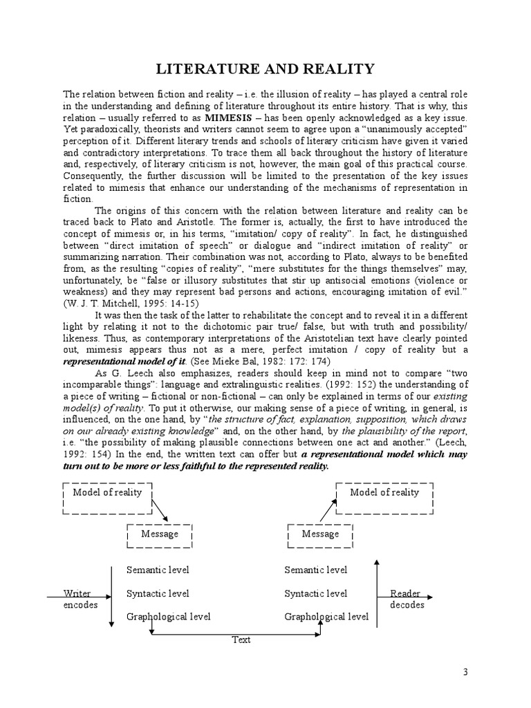Literature and Reality | PDF | Reality | Representation (Arts)