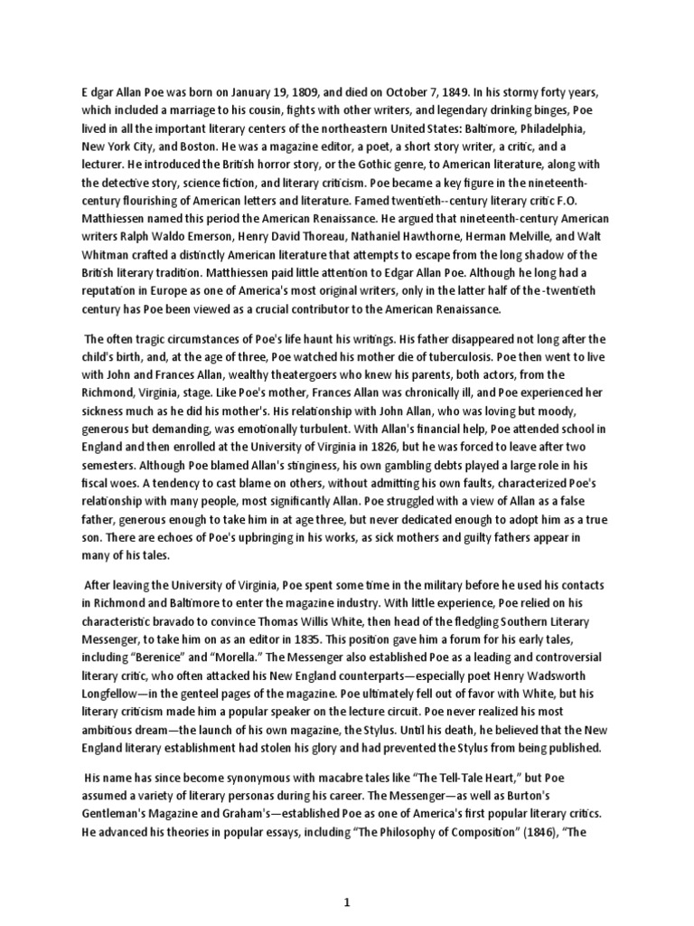 The Fall of House of Usher | PDF | Edgar Allan Poe | Gothic Fiction