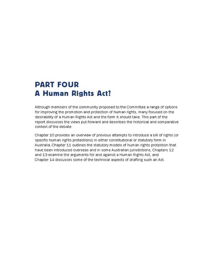 Part Four A Human Rights Act? | PDF | Human Rights | United States ...
