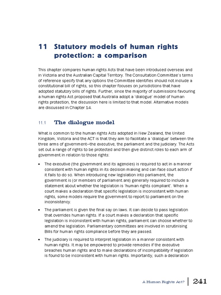 11 Statutory Models of Human Rights Protection: A Comparison | PDF ...
