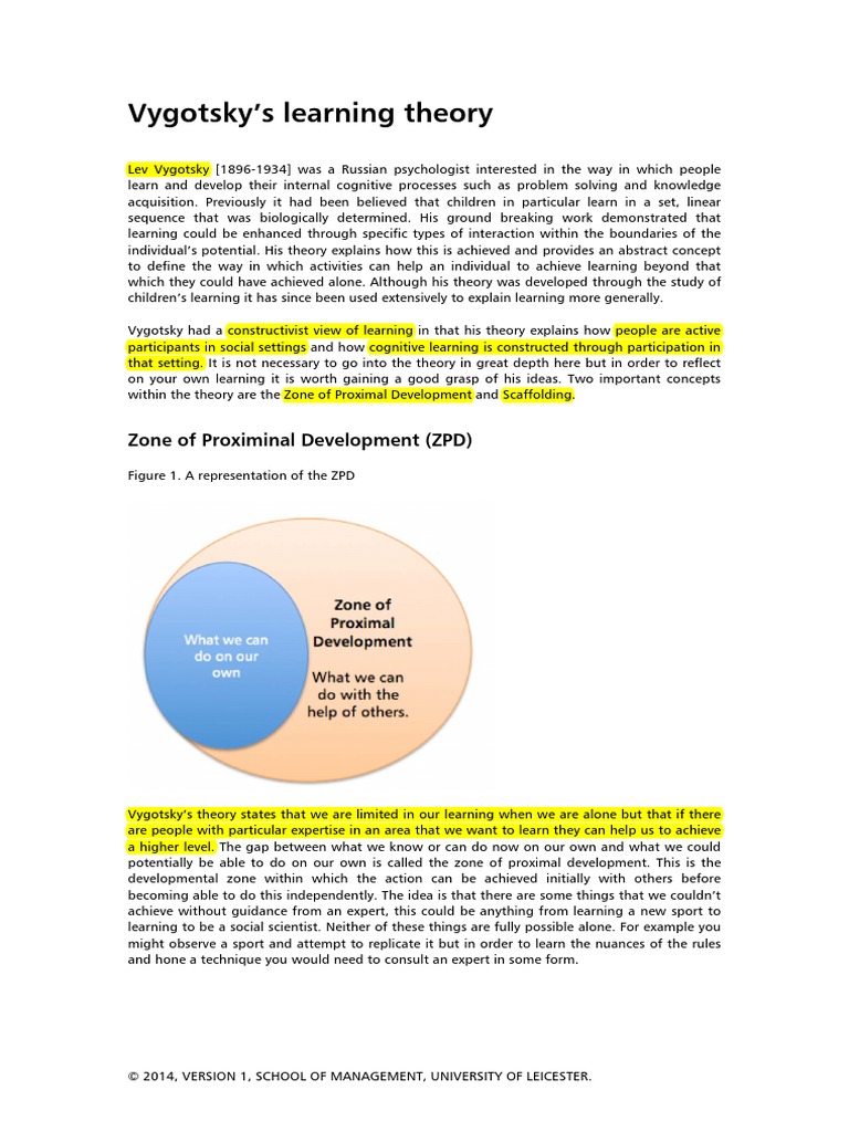 Vygotsky's Learning Theory | PDF | Pedagogy | Learning