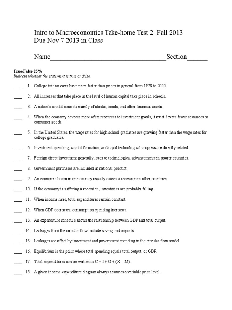 Intro To Macroeconomics Take-Home Test 2 | PDF | Macroeconomics ...