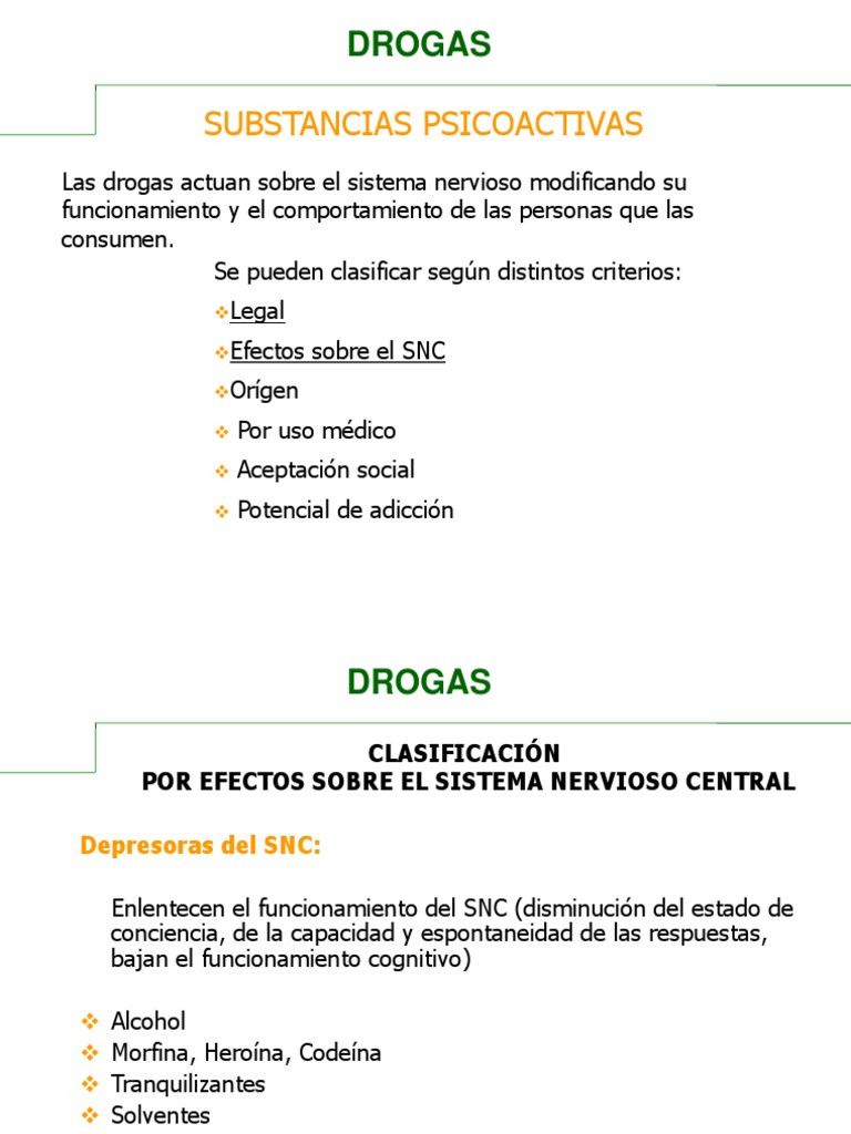 Tipos Y Efectos De Sustancias Adictivas Pdf Drogas Cannabis Droga