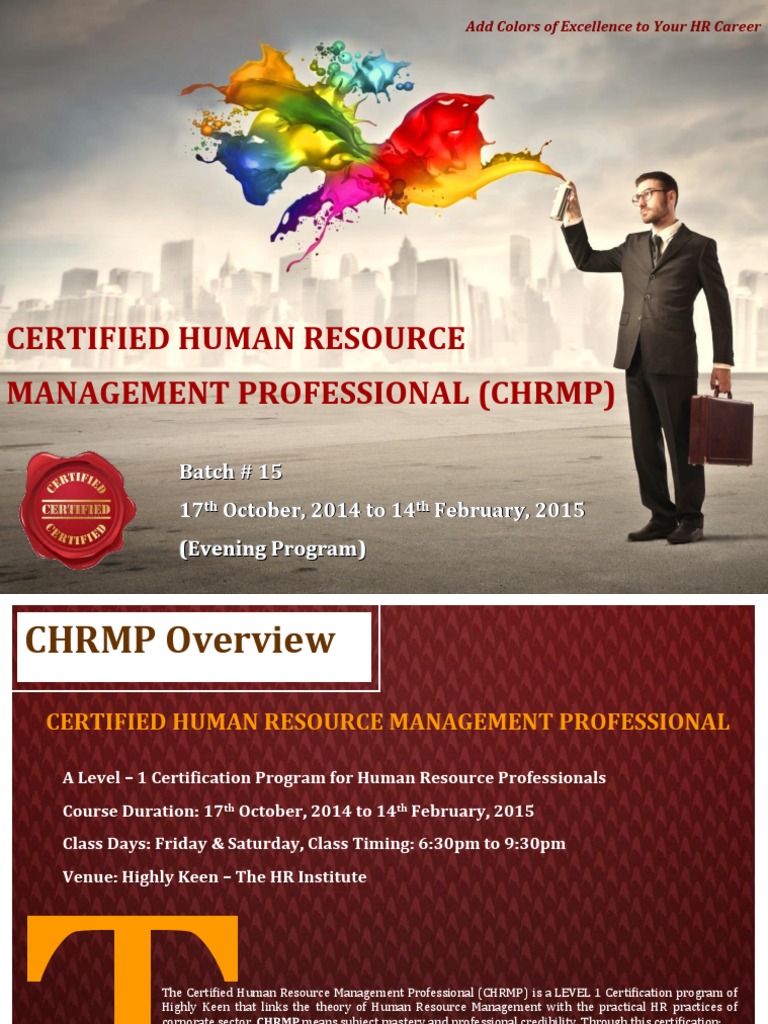 Certified Human Resource Management Professional Chrmp Download